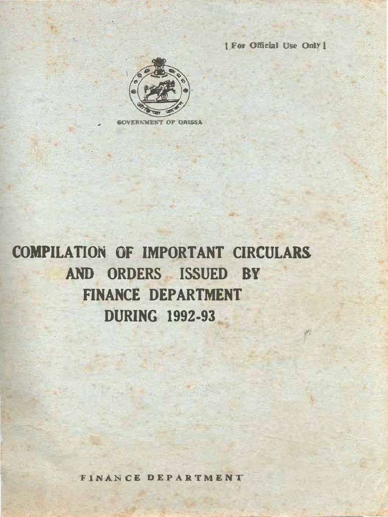 AND BY: Compilation of Important Circulars Orders Issued Finance ...