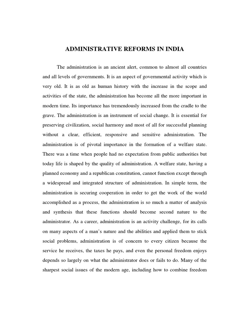 Administrative Reforms in India: An Overview | PDF | Governance ...