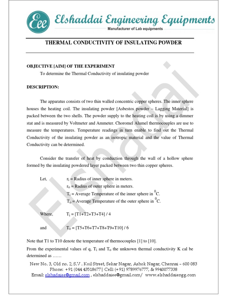 Determining the Thermal Conductivity of Insulating Powder Using a ...
