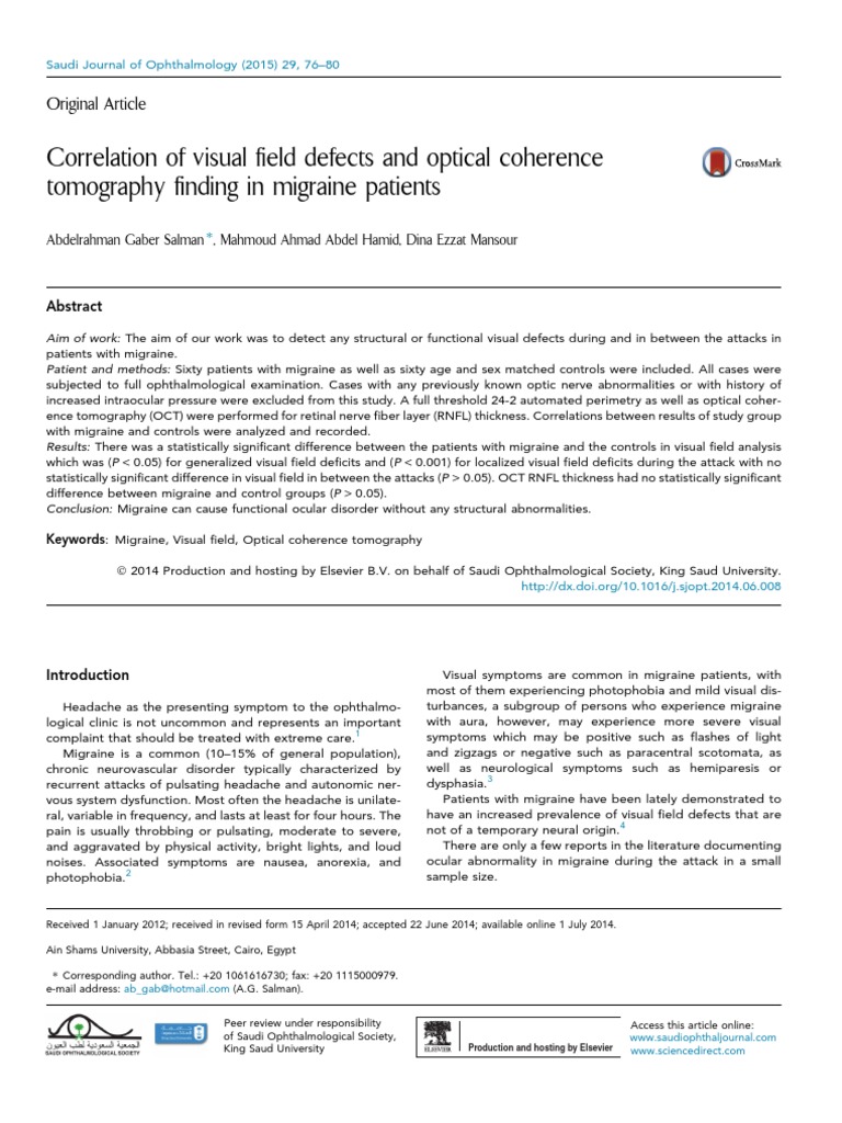 Correlation of Visual Field Defects and Optical Coherence Tomography ...