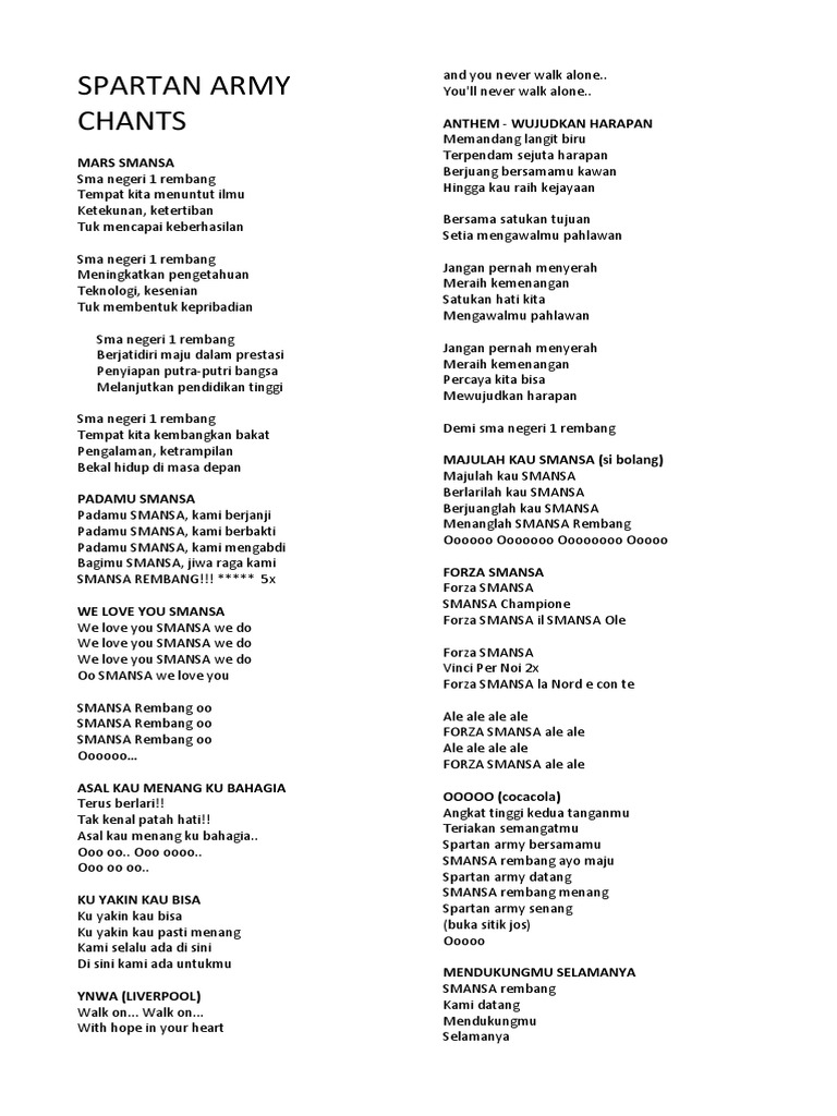 Spartan Army Chant | PDF