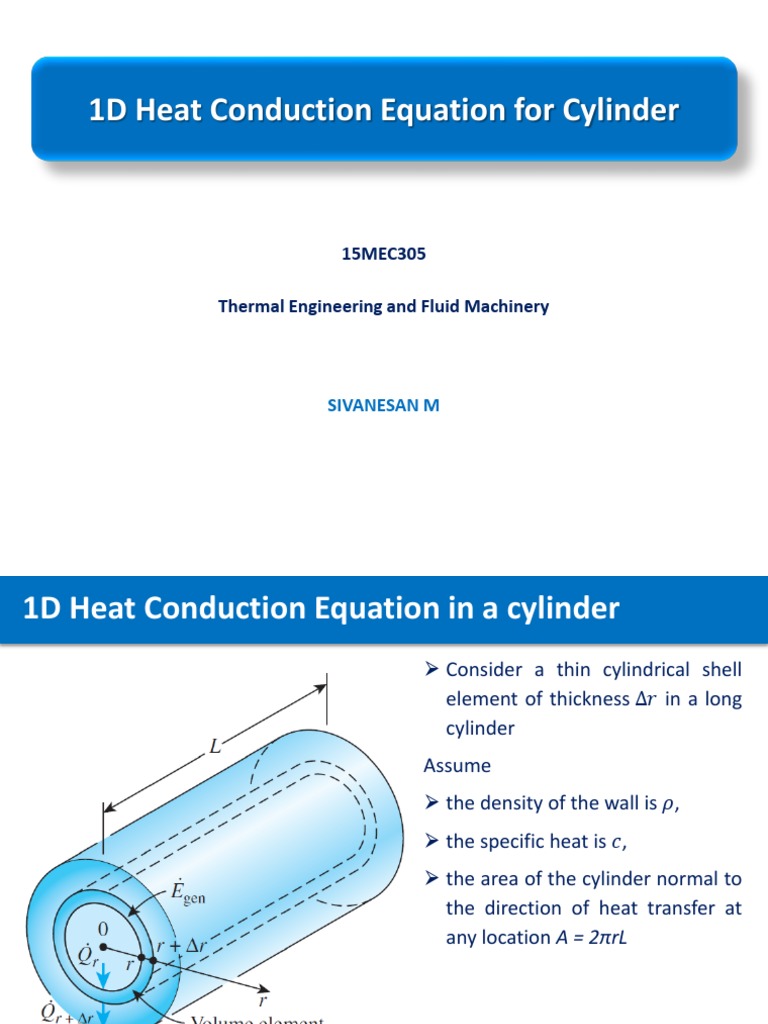 15MEC305 L10 1D Heat Conduction Equation For Cylinder | PDF | Thermal ...