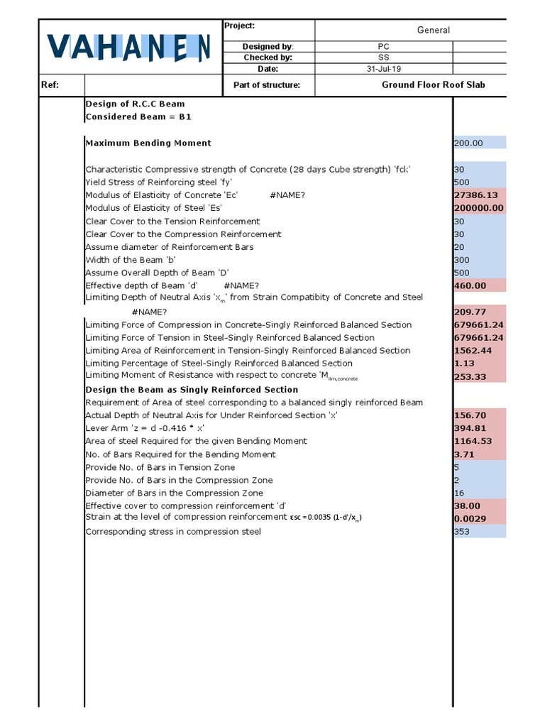 RCC Beam Design for Ground Floor Slab | PDF | Beam (Structure) | Bending