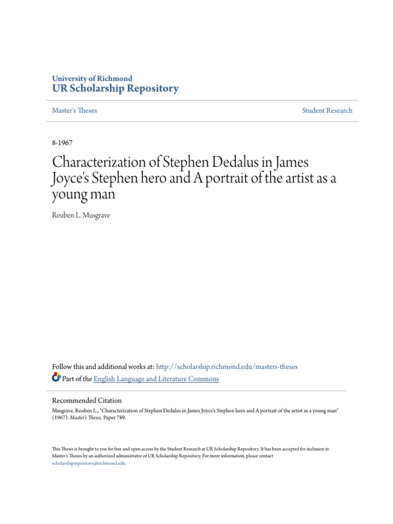 Characterization of Stephen Dedalus in James Joyces Stephen Hero | PDF ...