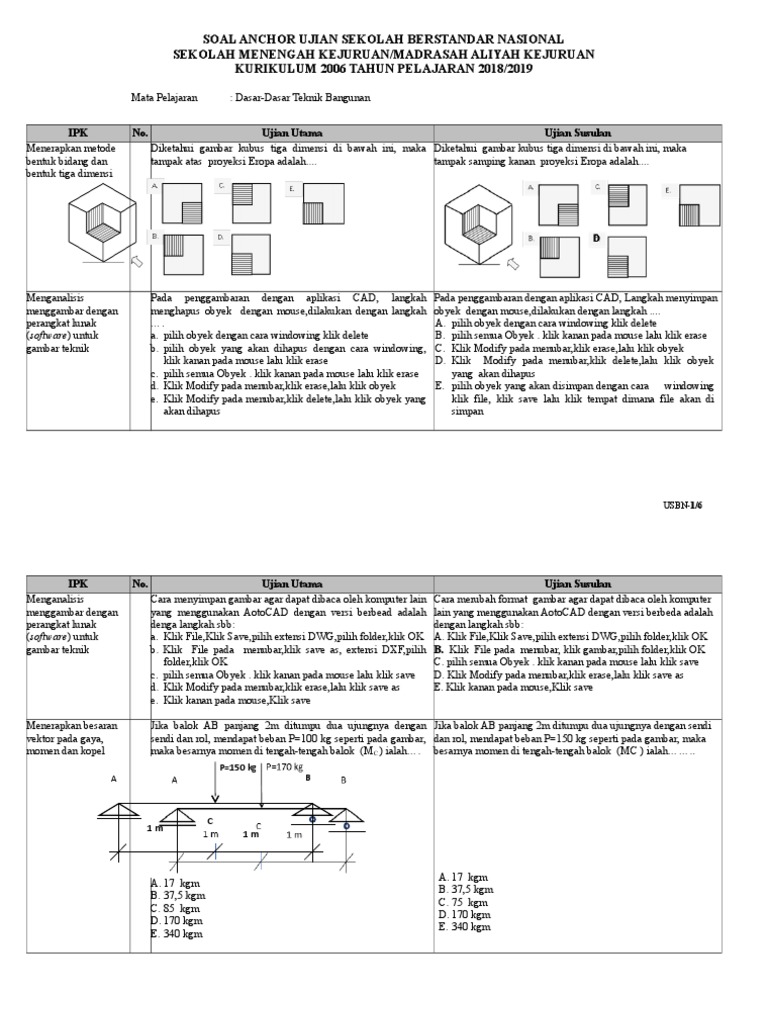 30-Soal Anchor USBN Dasar-Dasar Teknik Bangunan-K06-10 Soal | PDF