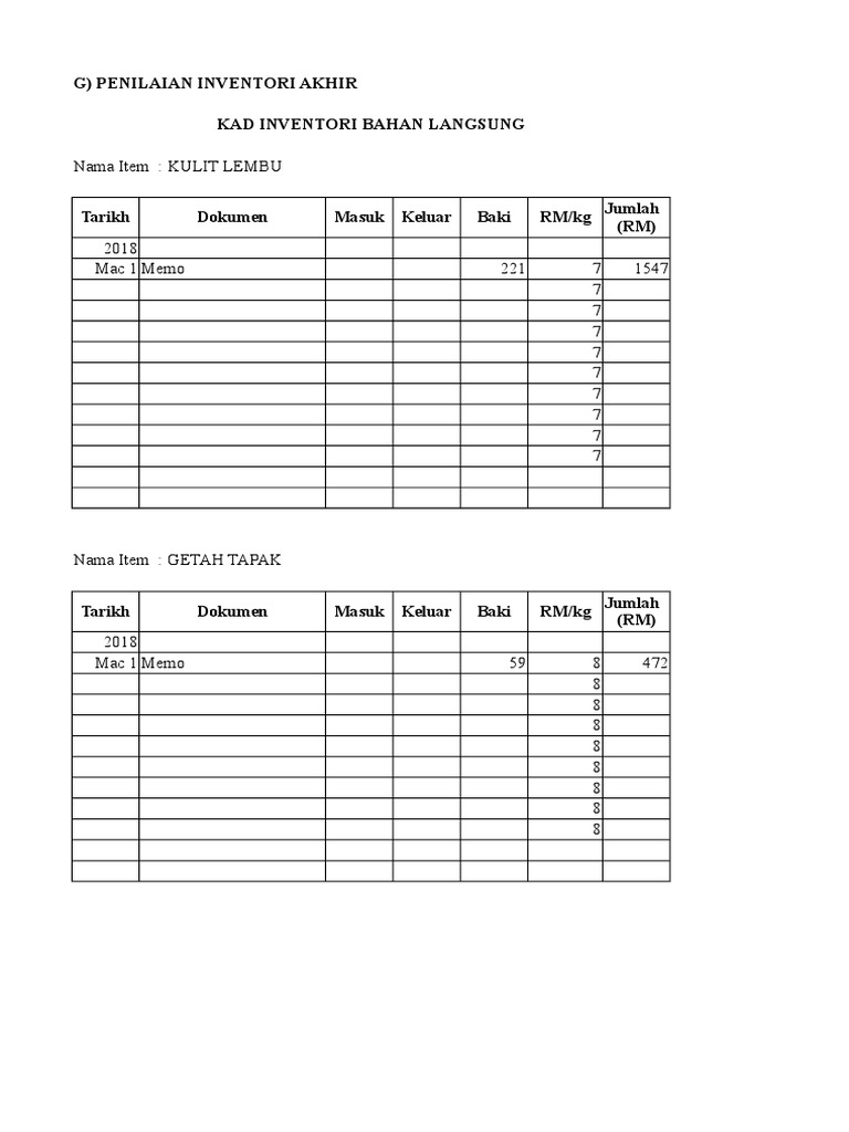Contoh Kad Inventori | PDF