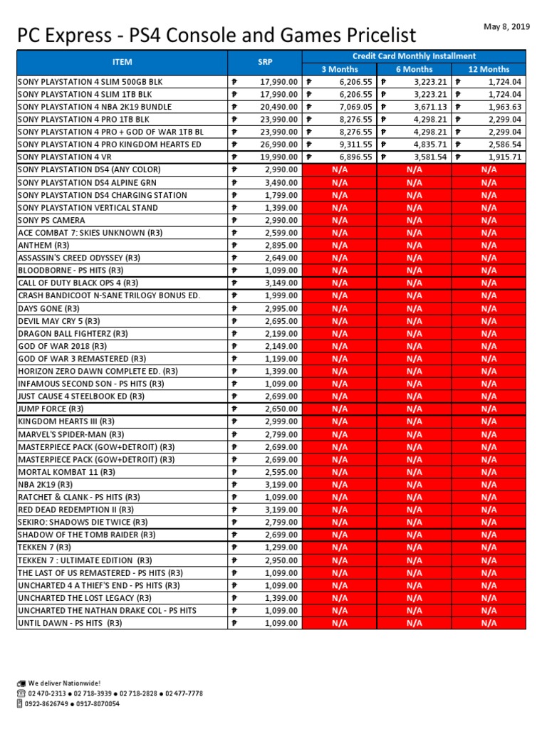 2019-05-08 - PC Express - PS4 Console and Games Pricelist | PDF | Play ...