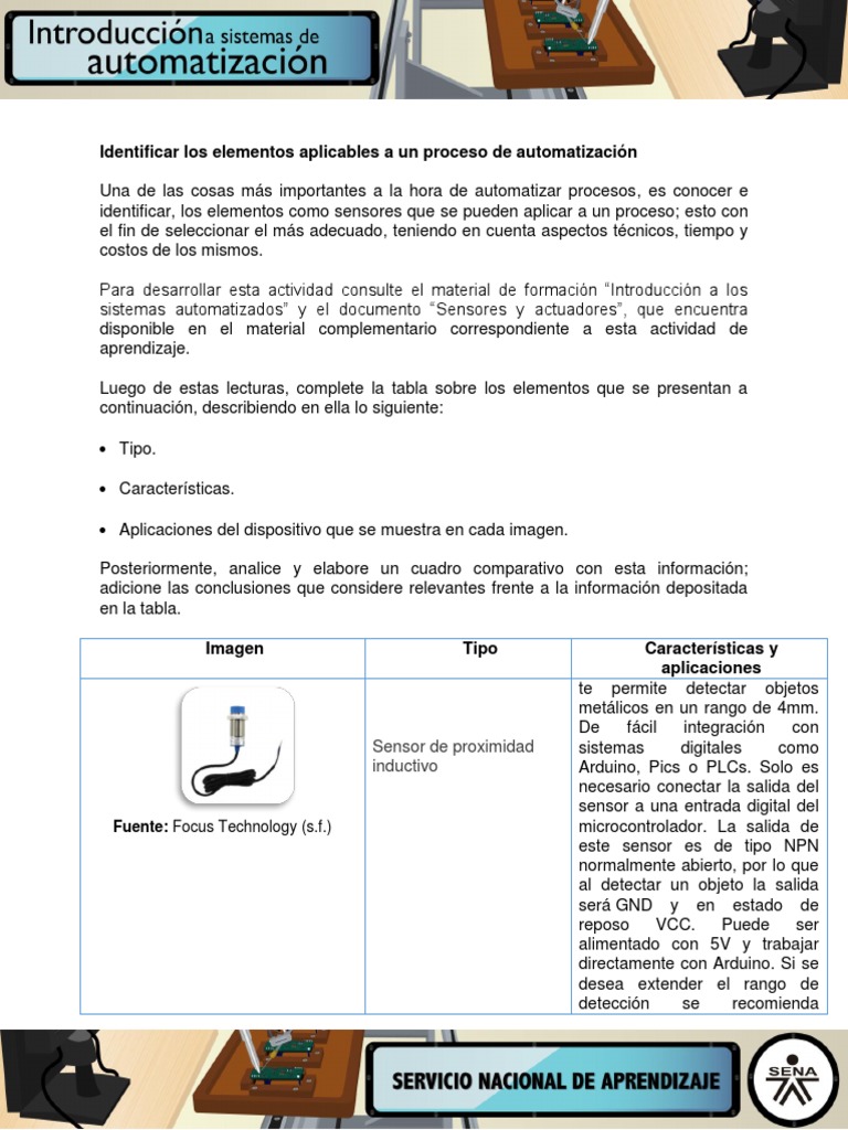 Evidencia Cuadro Comparativo Identificar Los Elementos Aplicables A Un Proceso de Automatizacion ...