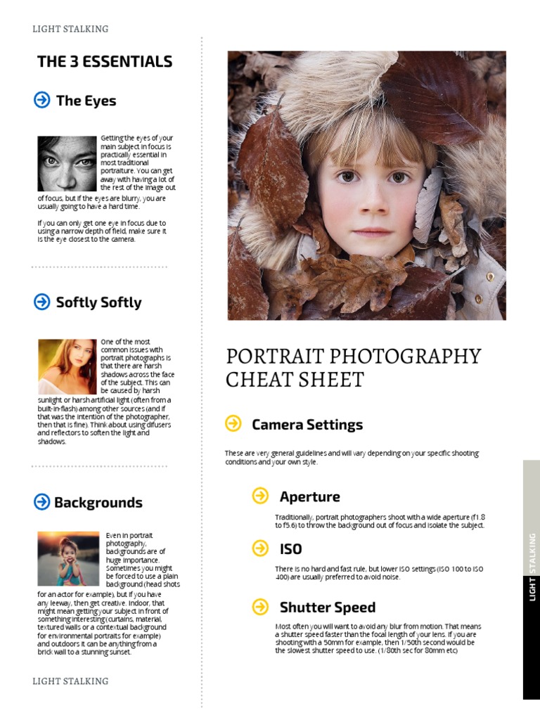 Essential Outdoor Portrait Cheat Sheet | PDF | Portrait Photography ...