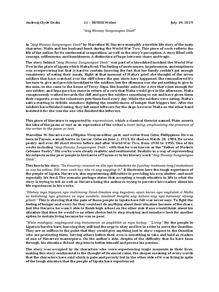 A Reflection of Hardship and Resilience: An Analysis of Marcelino M ...