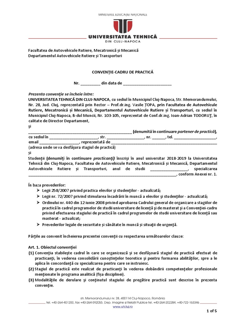 Conventie Practica Utcn | PDF
