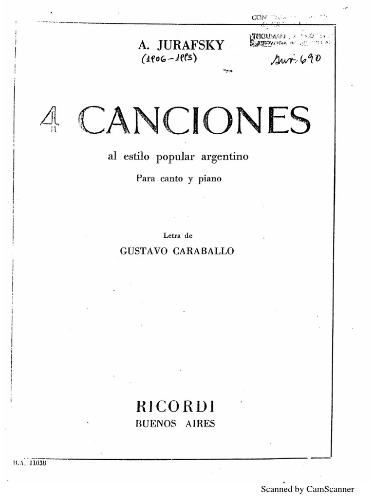 Jurafsky, Abraham - Obras para Canto y Piano | PDF