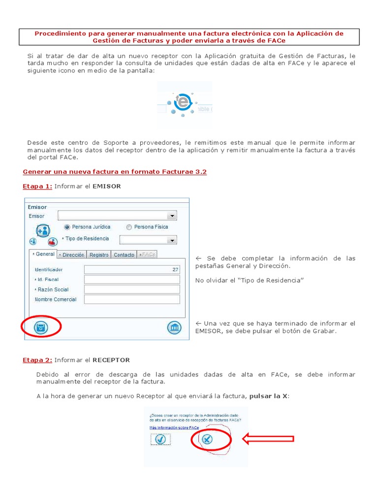 Manual para Generar Una Factura Manualmente Con La Aplicación Facturae ...