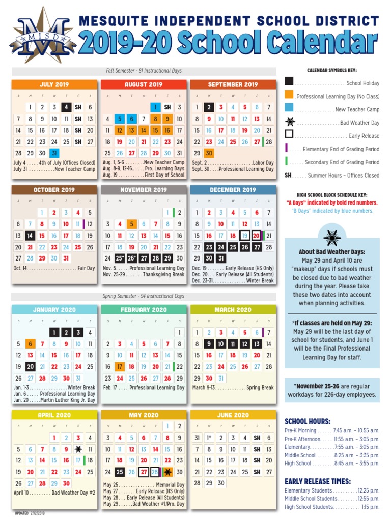 19-20 Calendar | Download Free PDF | Academic Term | Educational ...