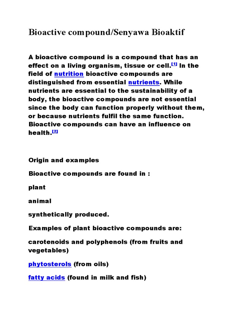 Bioactive Compound/senyawa Bioaktif: Nutrition Nutrients | PDF ...