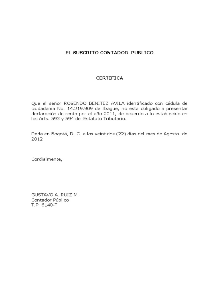 Certificacion Contador Publico | PDF