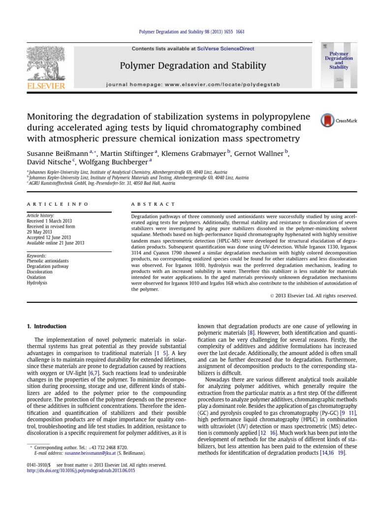 Degradación Irganox Cyanox | PDF | Mass Spectrometry | Radical (Chemistry)