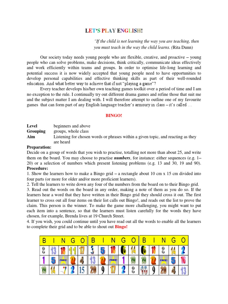 Let's Play English! | PDF | English Language | Learning