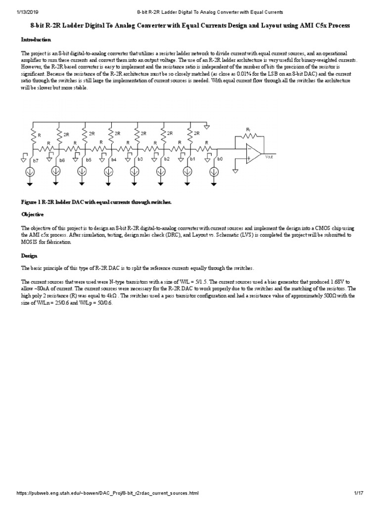 8-Bit R-2R Ladder Digital To Analog Converter With Equal Currents | PDF | Operational Amplifier ...