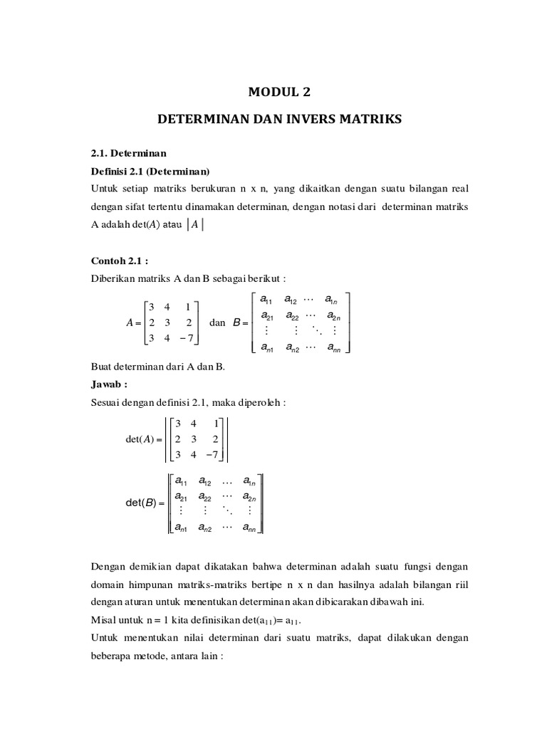 Determinan & Invers Matriks: Panduan Lengkap | PDF