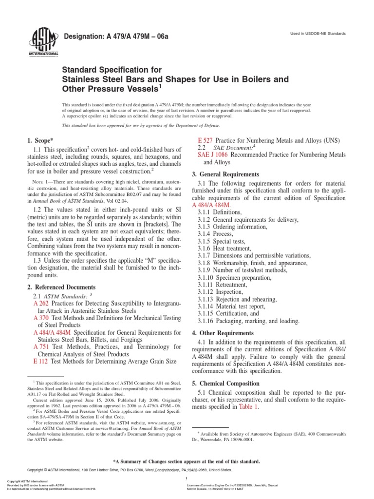 Astm A479 PDF | PDF | Steel | Specification (Technical Standard)
