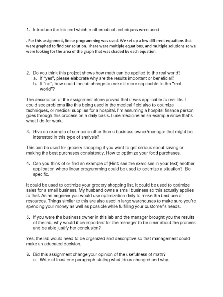 Eportfolio Reflection | PDF | Mathematical Optimization | Linear ...