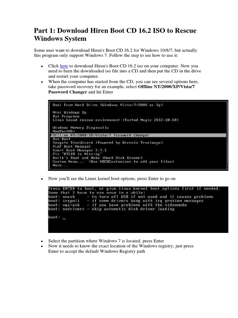 Part 1 Download Hiren Boot CD 16 - 2 ISO To Rescue Windows System | PDF