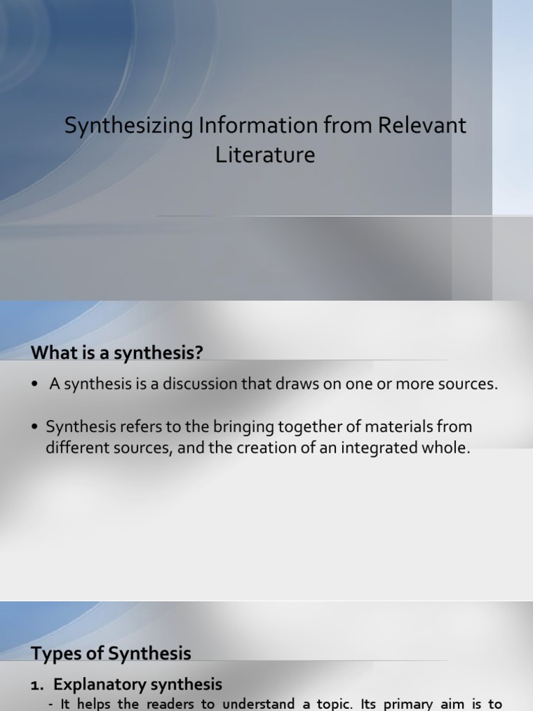 Synthesizing Relevant Literature Guide | PDF | Thesis | Justification