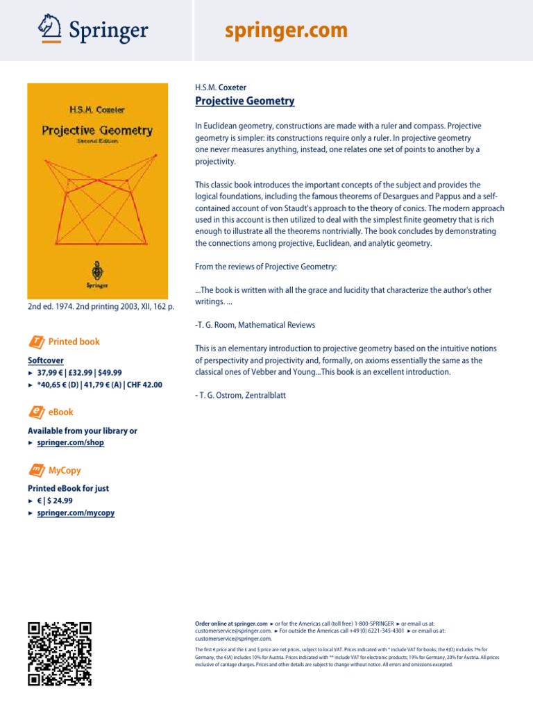 Projective Geometry: Printed Book | Download Free PDF | Projective ...