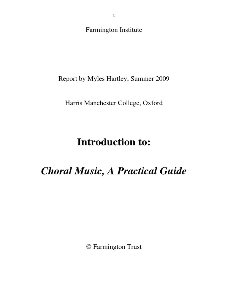 Introduction To:: Choral Music, A Practical Guide | PDF | Singing | Choir