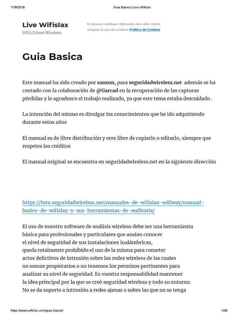 Guía Básica Wifislax | PDF | Distribución de Linux | Cookie HTTP