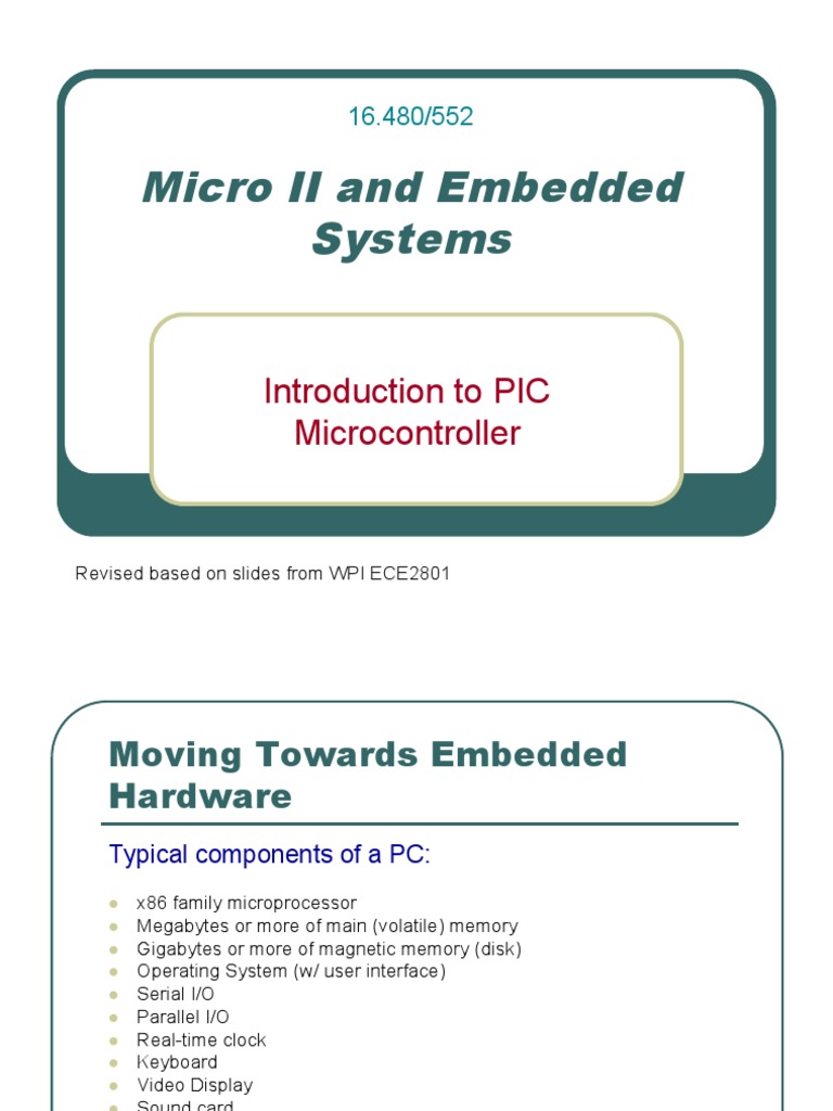 Micro II and Embedded Systems: Introduction To PIC Microcontroller | PDF | Embedded System ...