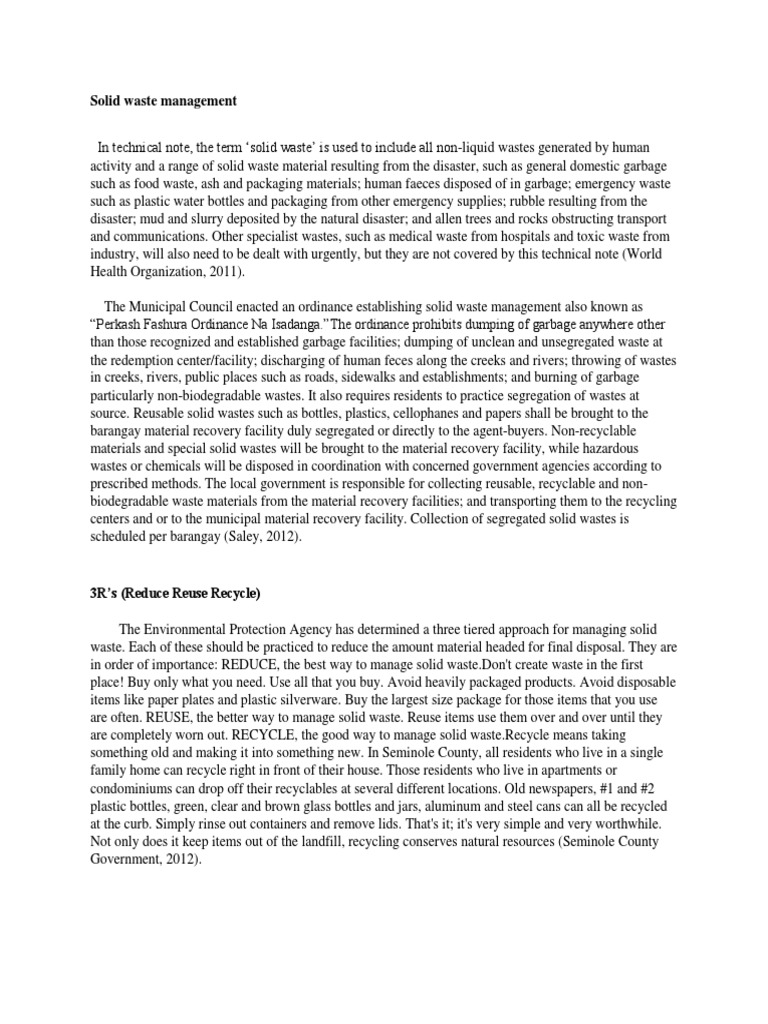 Solid Waste Management | PDF | Municipal Solid Waste | Recycling