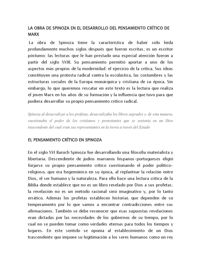 Spinoza y Marx | PDF | Baruch Spinoza | Karl Marx