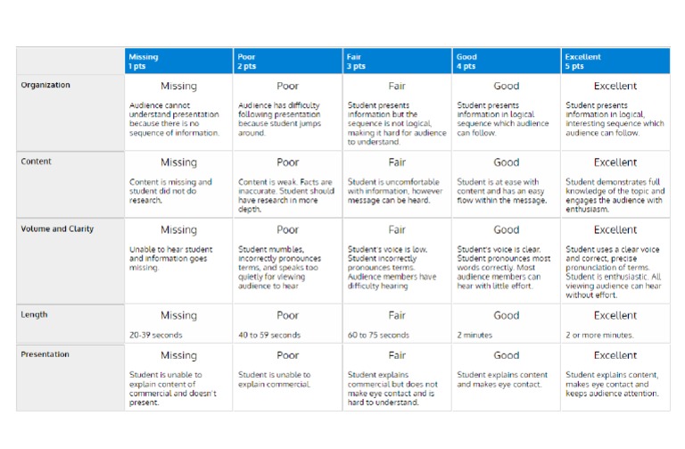 Infomercial Rubrics | PDF