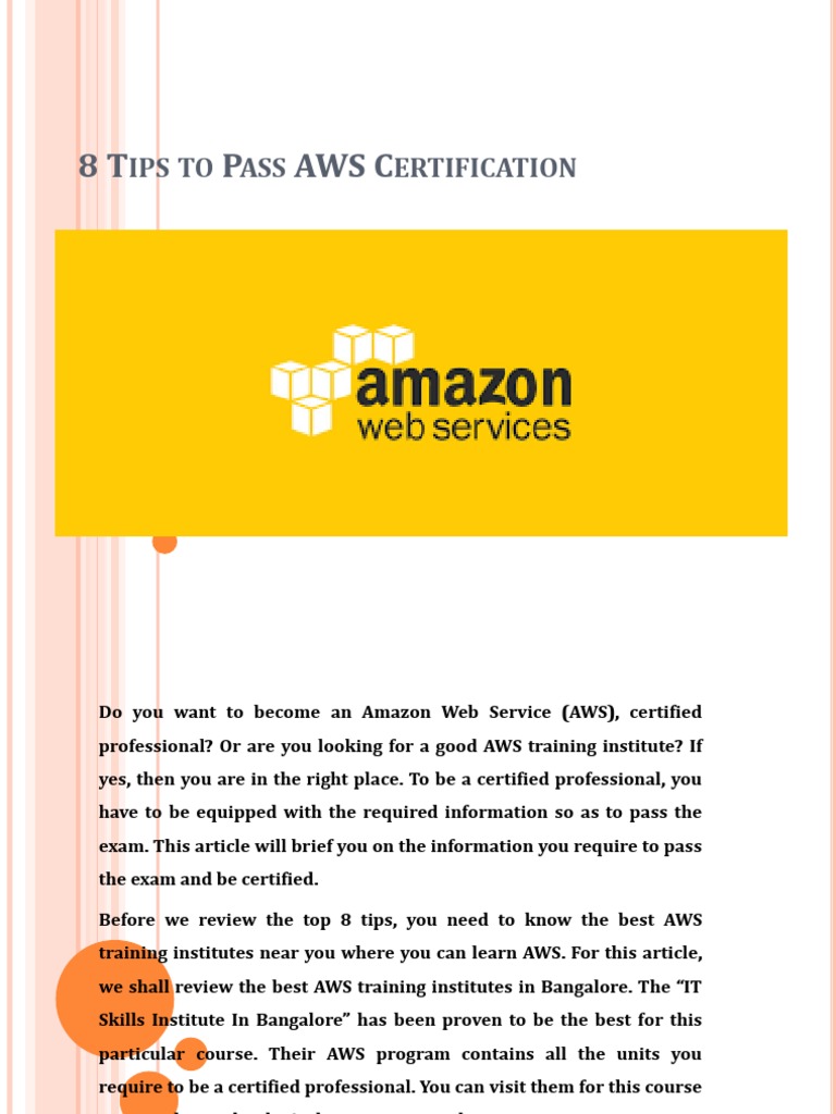 8 Tips To Pass AWS Certification | PDF | Amazon Web Services | Test ...
