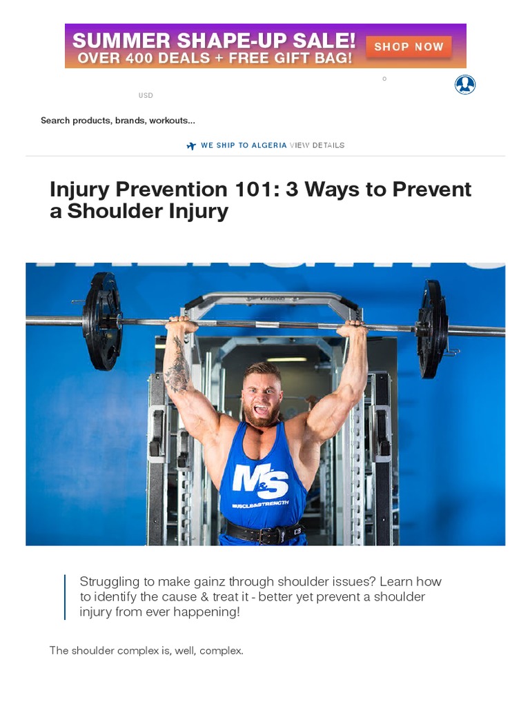 Injury Prevention 101 - 3 Ways To Prevent A Shoulder Injury | PDF ...