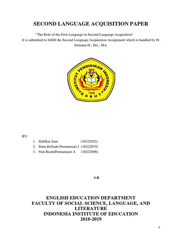 The Role of First Language in Second Language Acquisition | PDF ...