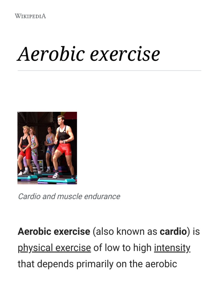 Aerobic Exercise (Also Known As Cardio) Is | PDF | Aerobic Exercise ...