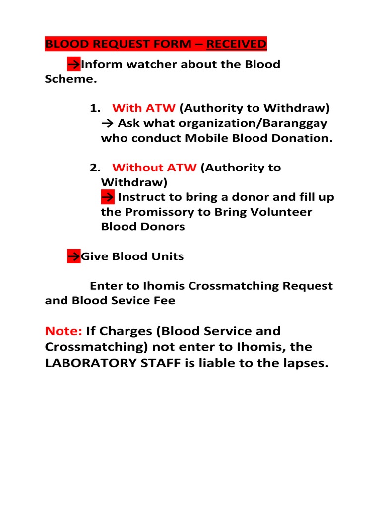 Blood Request Form | PDF