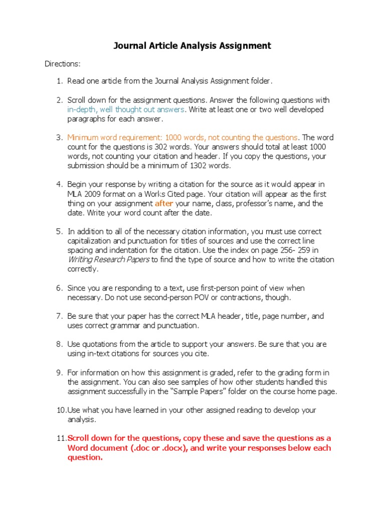 Journal Article Analysis Questions Spring 2016 | PDF | Citation ...
