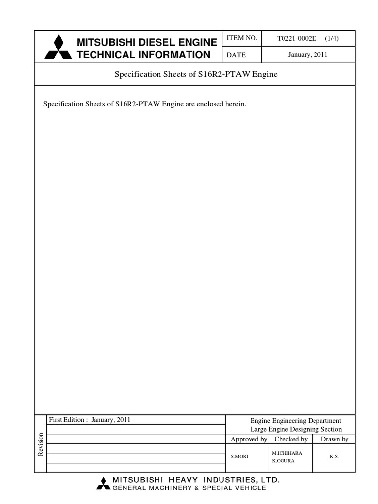 Specification S16R2 PTAW | PDF | Engines | Diesel Engine