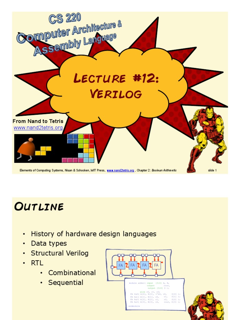 Lecture #12: Verilog: From Nand To Tetris | PDF | Hardware Description Language | Logic Synthesis