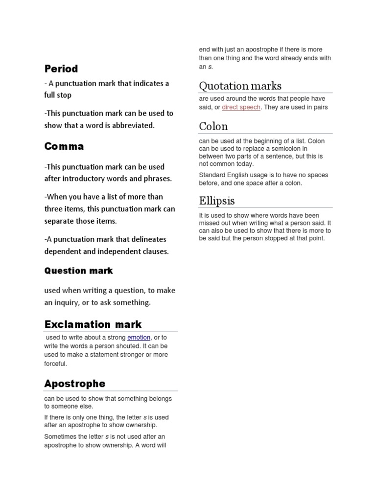 Understanding Punctuation Marks | PDF