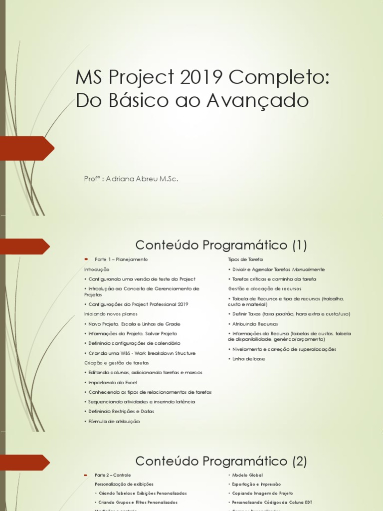 MS Project 2019: Do Básico ao Avançado | PDF | Gestão de projetos ...