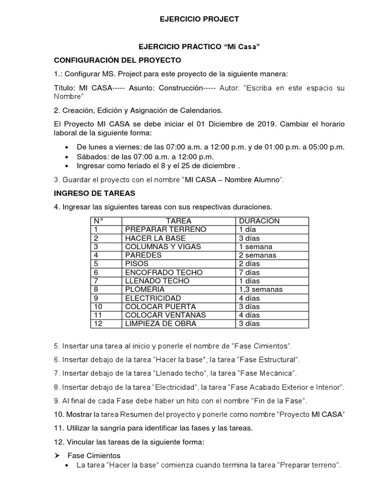 Ejercicio Proyecto Mi Casa (Project) | PDF