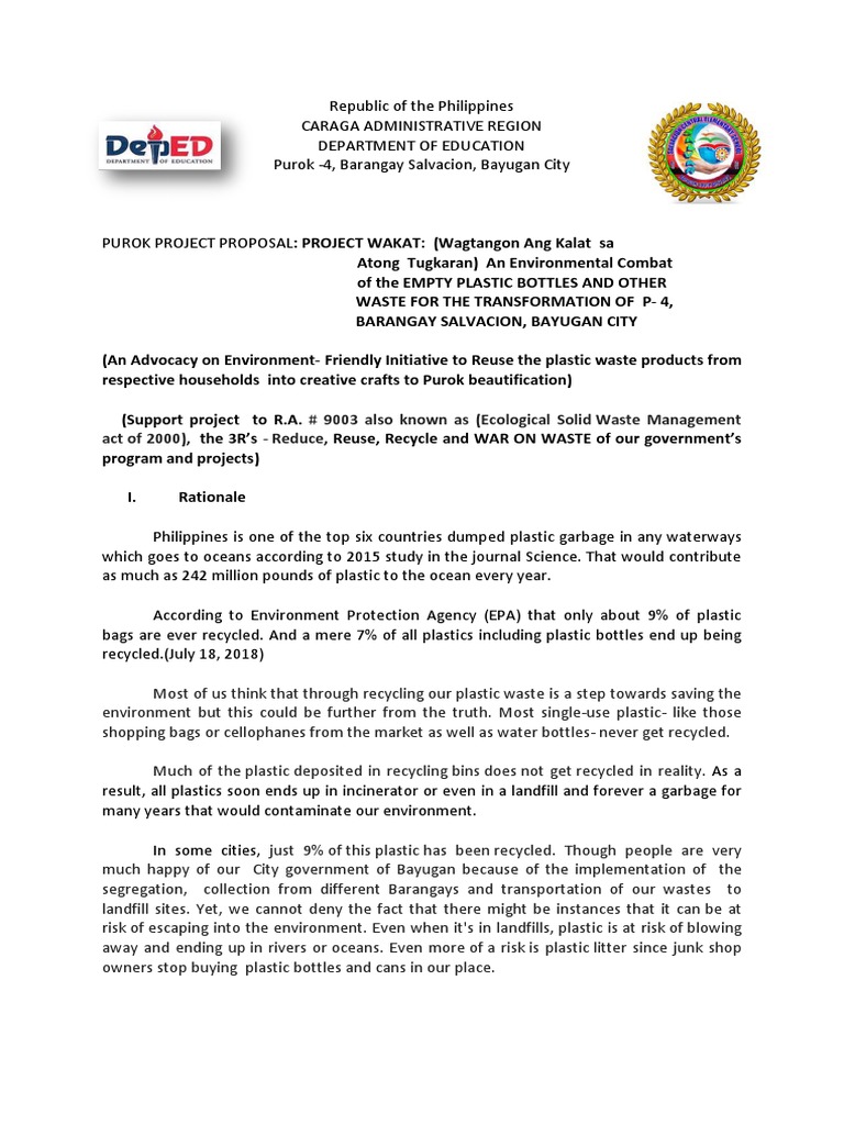 Project WAKAT: Plastic Waste Reuse | PDF | Municipal Solid Waste ...