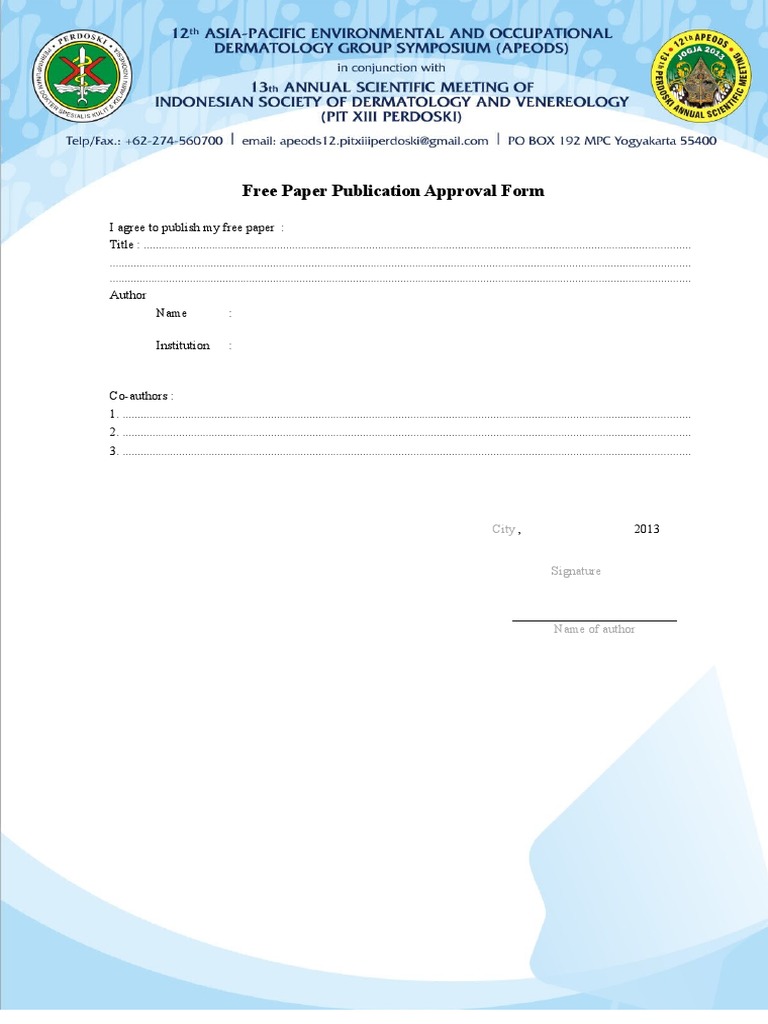 Free Paper Publication Approval Form | PDF