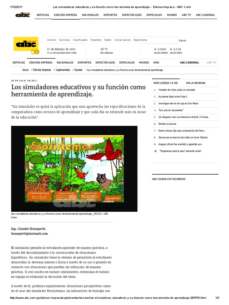 Los Simuladores Educativos y Su Función Como Herramienta de Aprendizaje ...