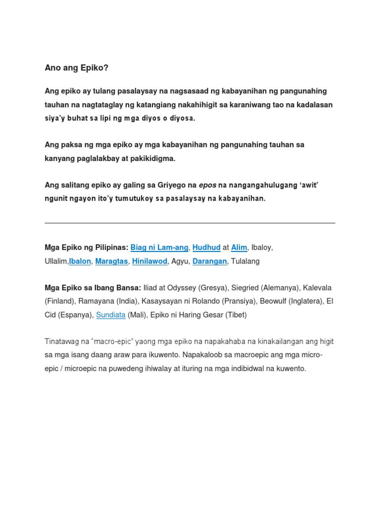Ano Ang Epiko | PDF